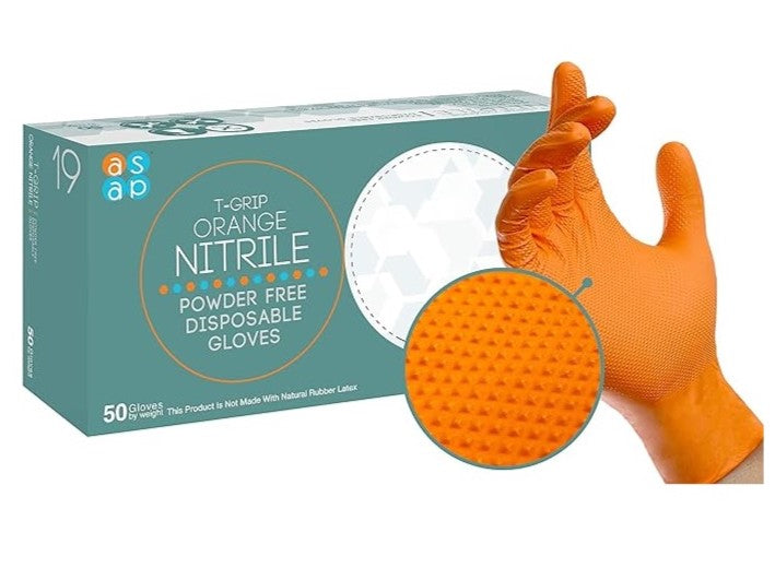 A.S.A.P. T-grip Orange Nitrile Powder Free Multi-Purpose Glove, 500PK | A.S.A.P.