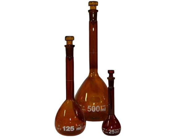 Witeg Volumetric Flasks Class A With ST Amber Stained White Graduated ...