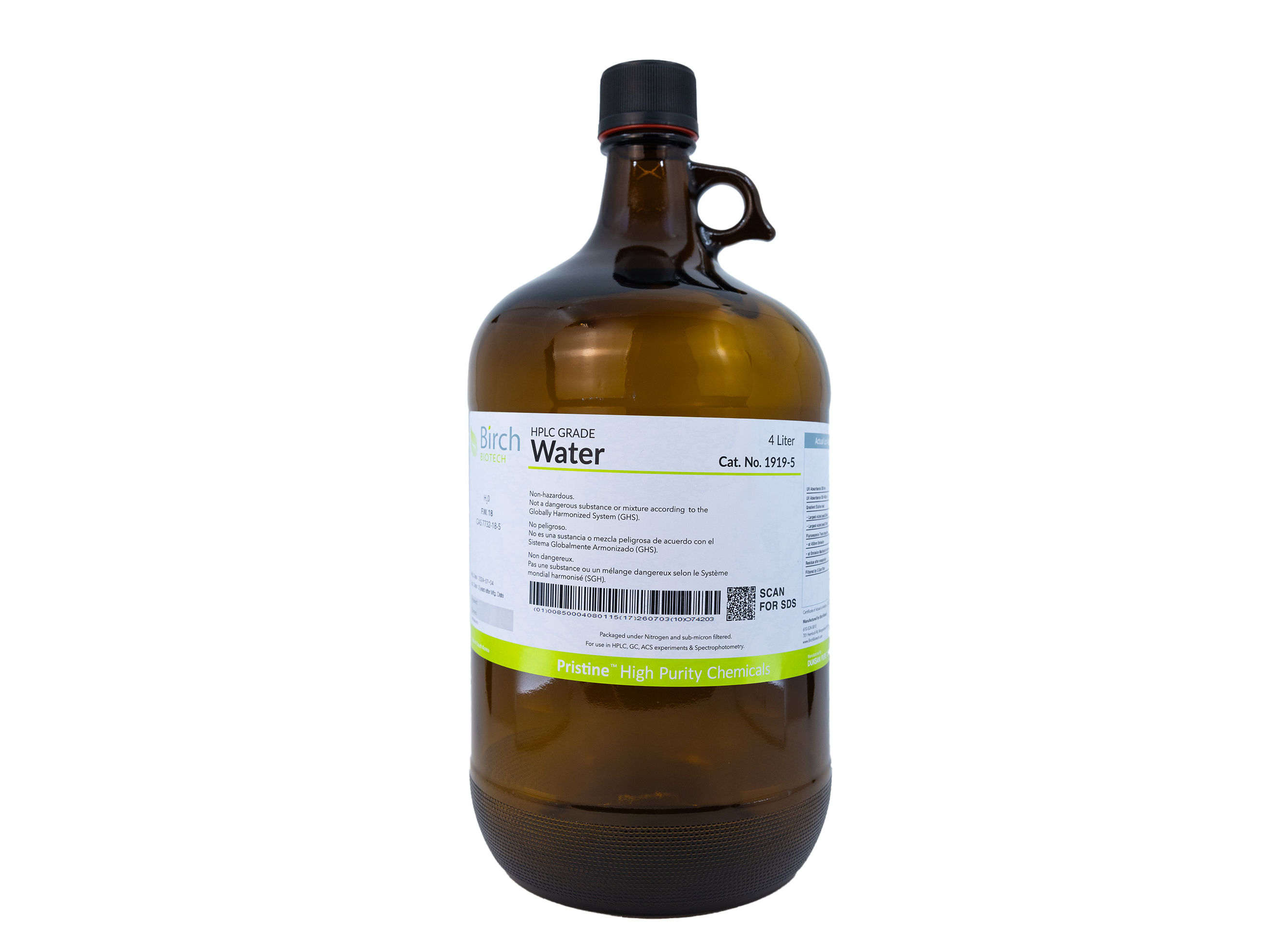 Birch Biotech PRISTINE Water, HPLC Grade – MSE Supplies