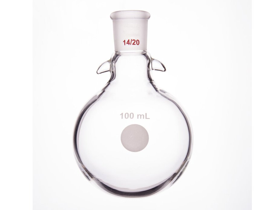 MSE PRO Round Bottom Flask with Hook, Grinding Mouth: 14/20, 100mL