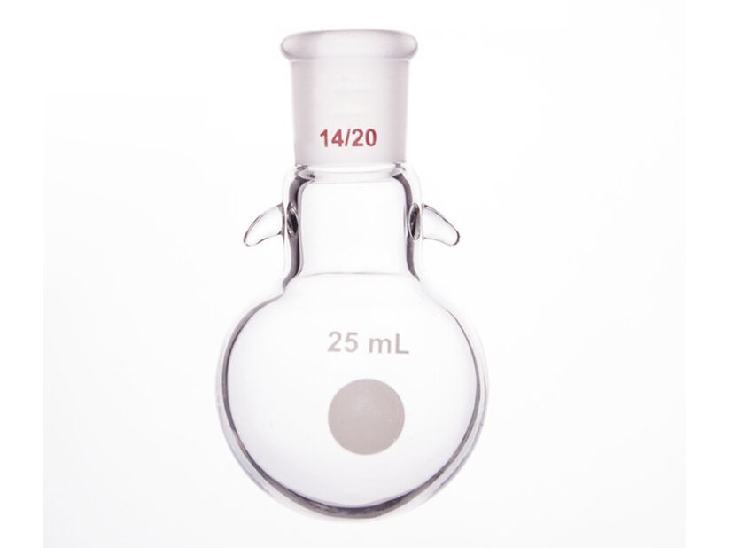MSE PRO Round Bottom Flask with Hook, Grinding Mouth: 14/20, 25mL