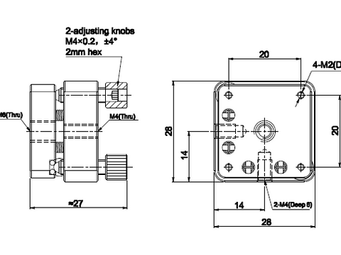 MSE PRO 2-Axis Kinematic Optical Lens Mount with M6 Threads