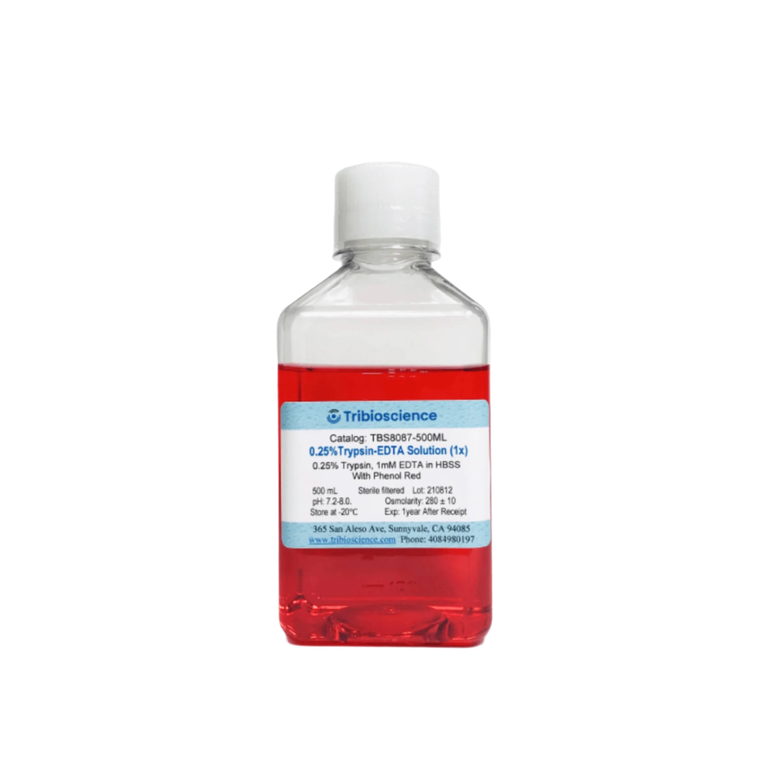 Tribioscience 0.25% Trypsin-EDTA(1x) in HBSS, with Phenol Red, pH 7.2 ...