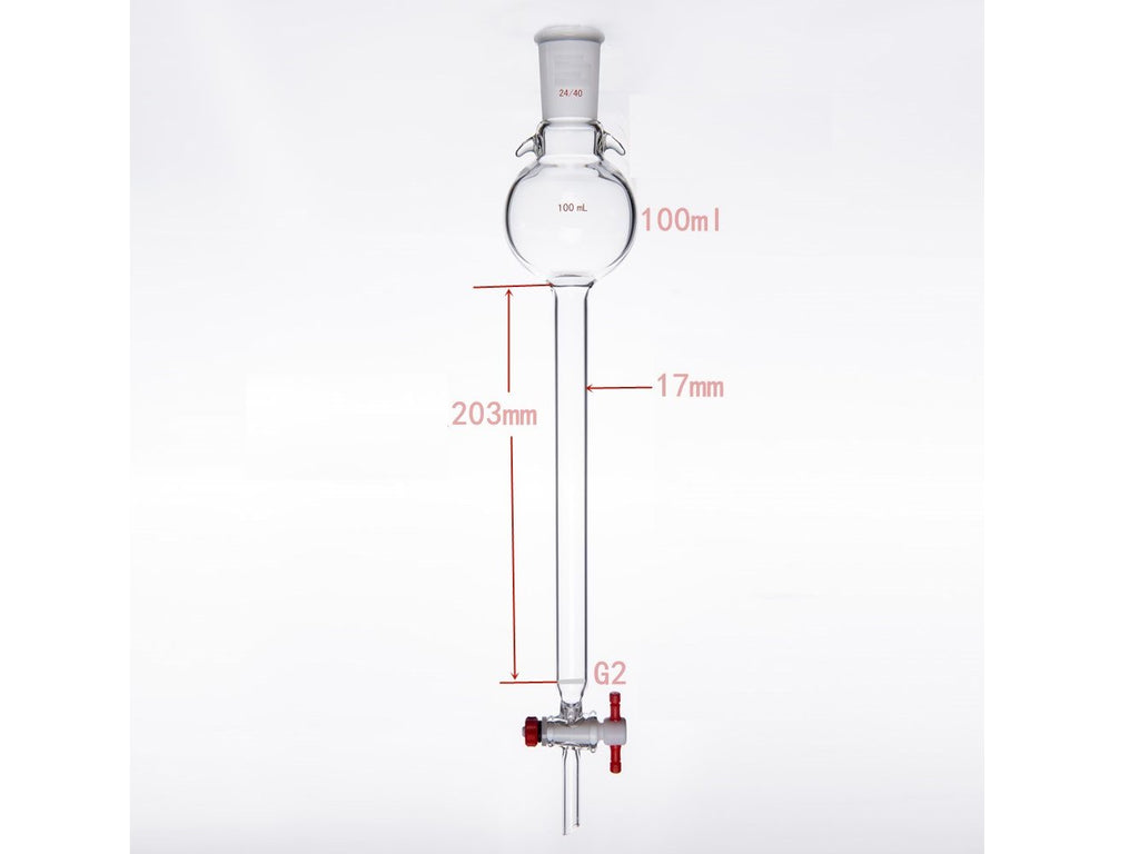 MSE PRO Sand Plate Chromatography Column with Hook, 24/40, φ17mm, Effective Length 203mm ...
