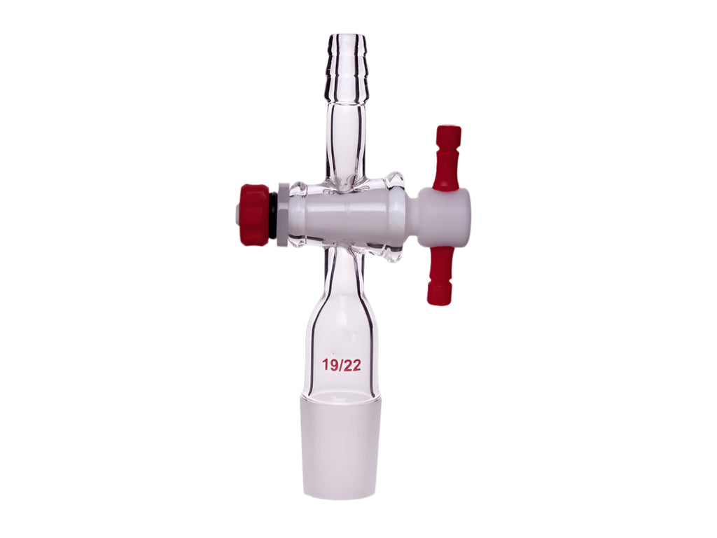 MSE PRO Straight Exhaust Joint, with PTFE Valve, 19/22, 2mm Valve Aperture | MSE Supplies LLC